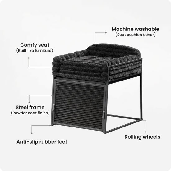 Pet Office Chair: Black Boucle – SeatMate